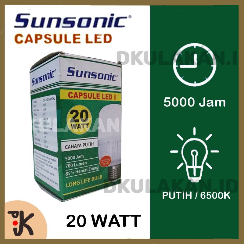 Jual LAMPU LED SUNSONIC 20W 20 WATT LED CAPSULE BOHLAM HEMAT ENERGI ...