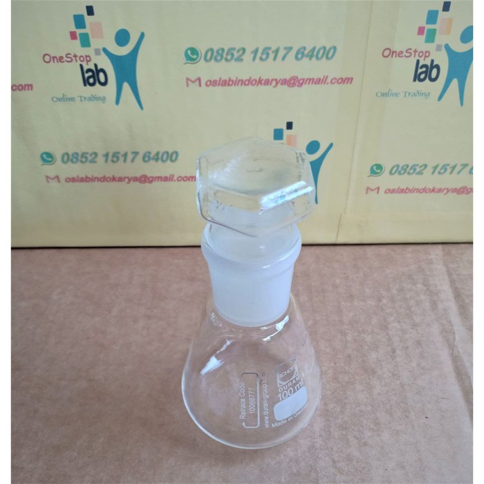 Jual DURAN Erlenmeyer glass stopper 100 ml NS 29/32 erlenmeyer tutup kaca | Shopee Indonesia