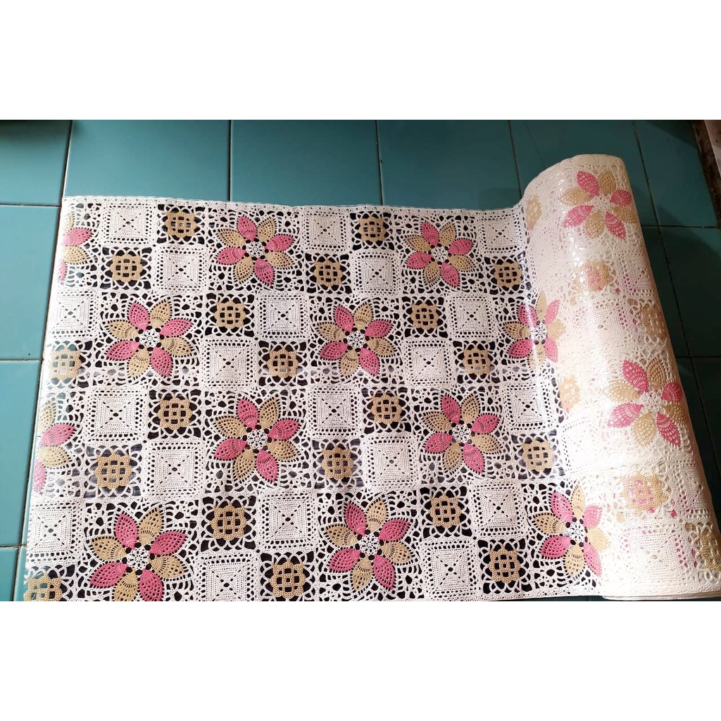 Jual Taplak Meja PVC Anti Air / Taplak Meja Ruang Tamu motif Bunga ...