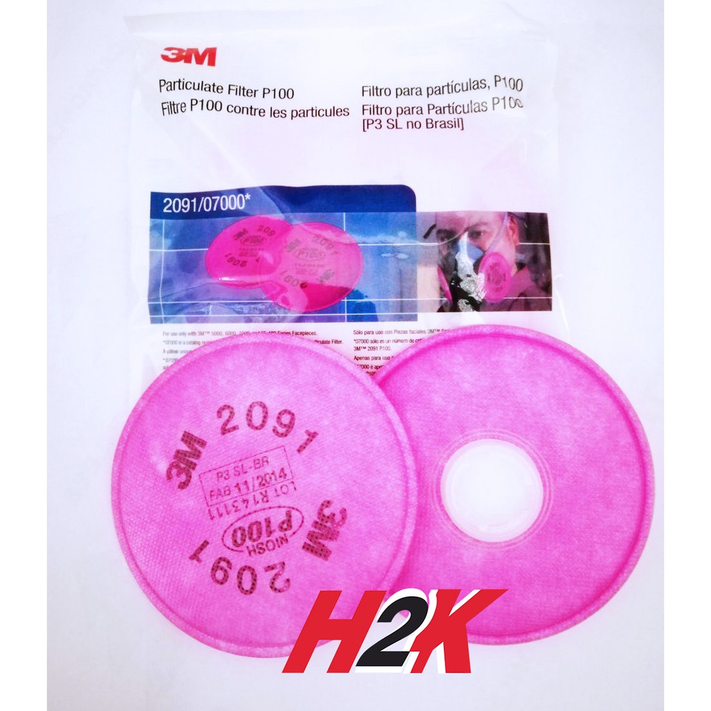 Jual 3M Particulate Filter 2091 / 2097 P100 Respiratory Protection ...