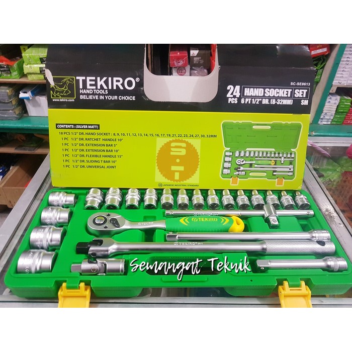 Jual KUNCI MATA SOK SOCK SOCKET SET 1/2" 8 - 32 mm 24pcs 6 segi TEKIRO | Shopee Indonesia