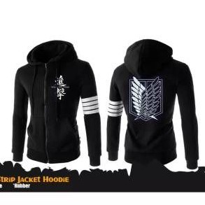 Jual Jaket anime aot attack on titan SNK 4 strip navy | Shopee Indonesia