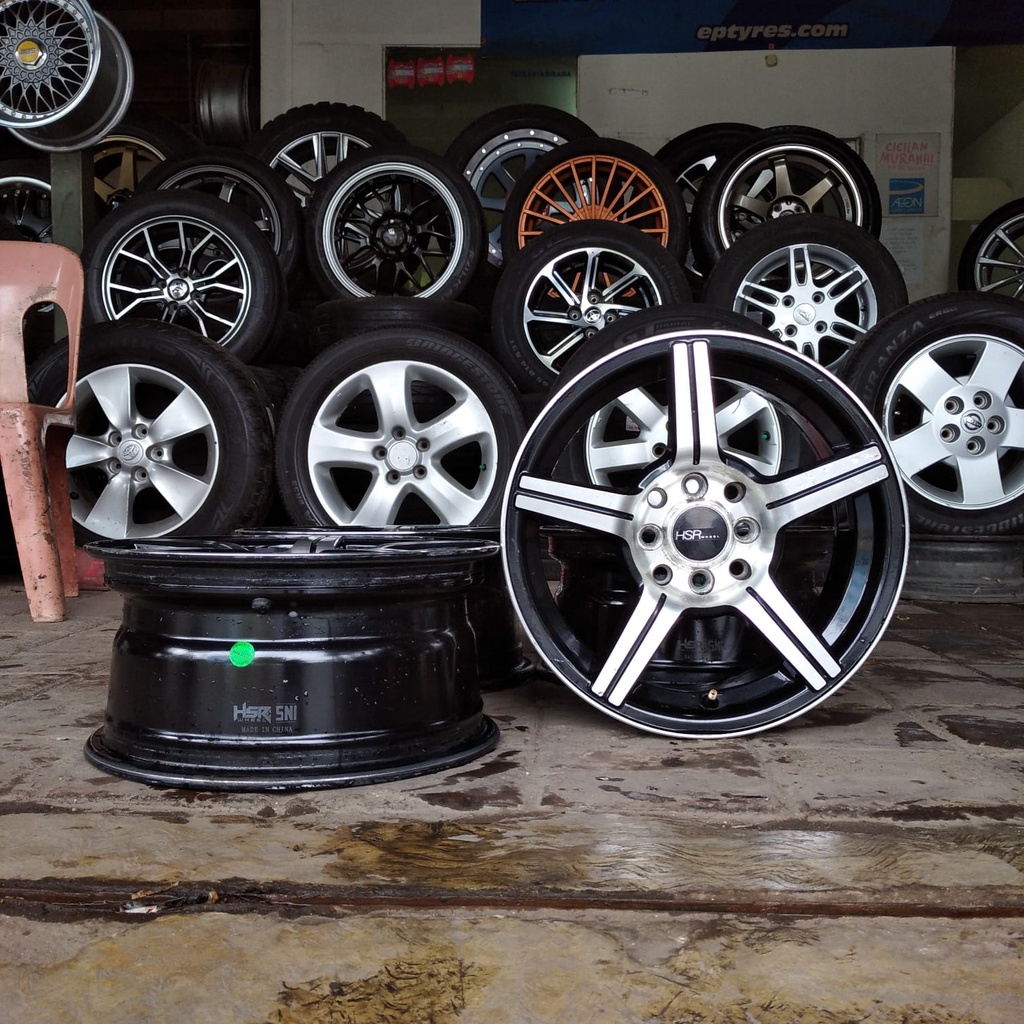 Jual VELG MOBIL BEKAS COPOTAN HSR ENINENCE RING 15 LEBAR 7 PCD 4X100 4X114.3 ET 40 BLACK POLIS ...