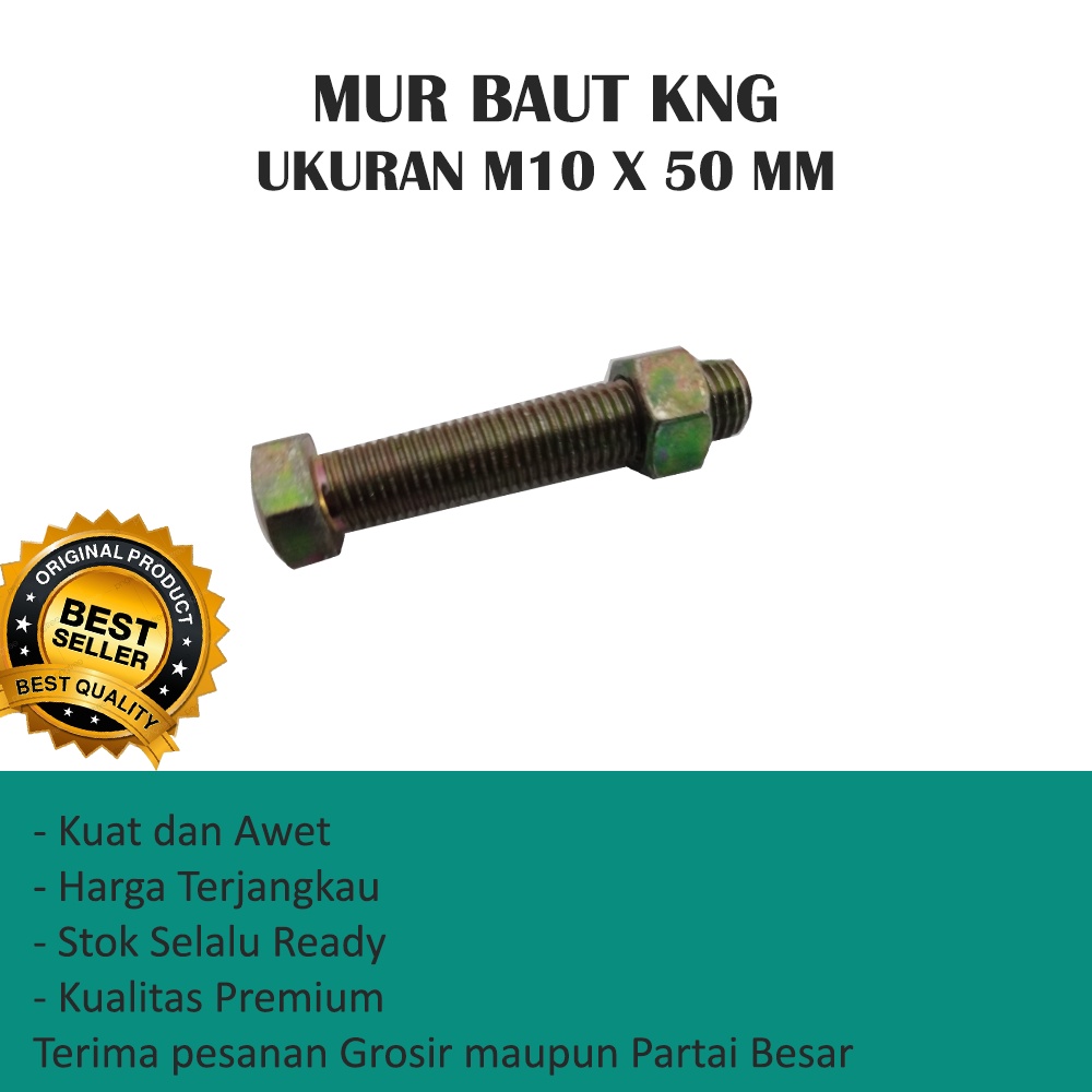 Jual MUR BAUT UKURAN M10 X 50 MM KNG MURAH (HARGA PER 10 PCS) | Shopee Indonesia