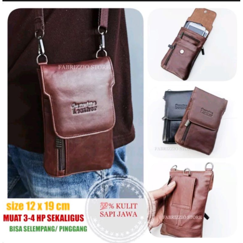 Jual tas hp kulit asli waistbag | Shopee Indonesia