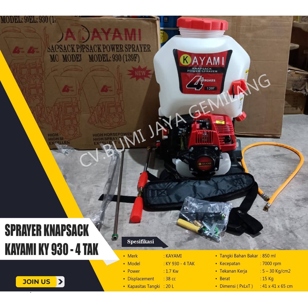 Jual MESIN SEMPROT HAMA / KNAPSACK POWER SPRAYER KAYAMI 930 4 TAK ...