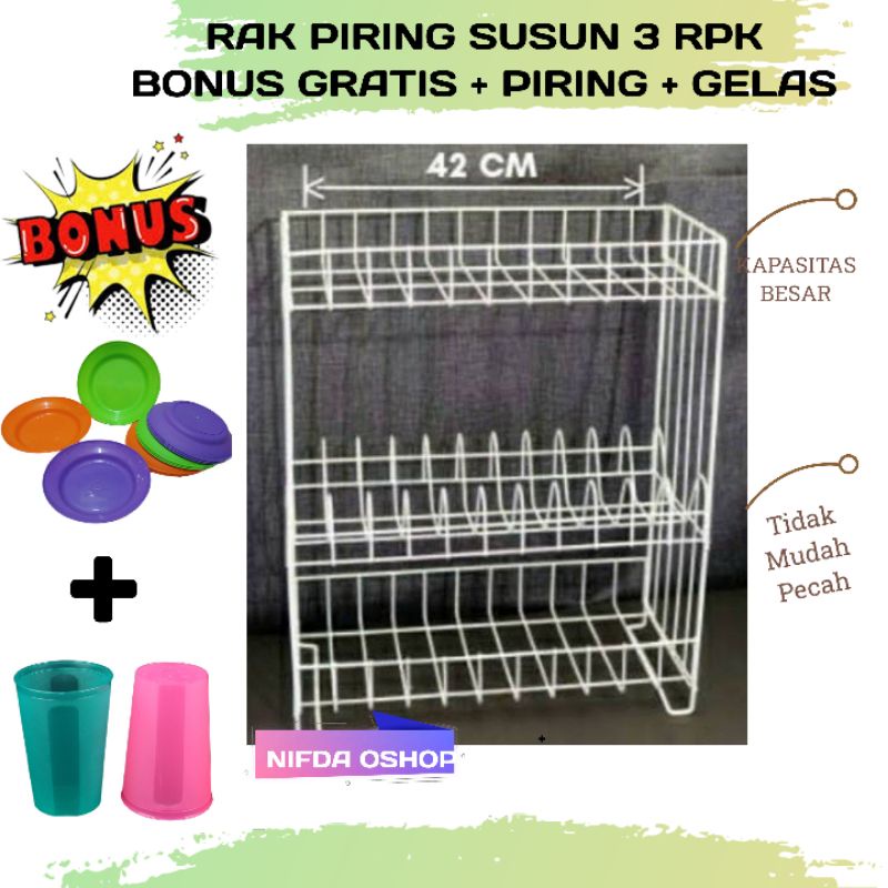 Jual RAK PIRING 3 SUSUN RPK ( GRATIS PIRING GELAS ) BAHAN BESI ...