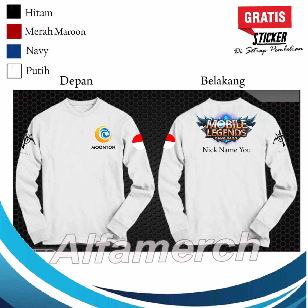 Jual Baju Kaos Polos Lengan MOBILE LEGENDS ML MOONTON CUTOM Pria Wanita ...