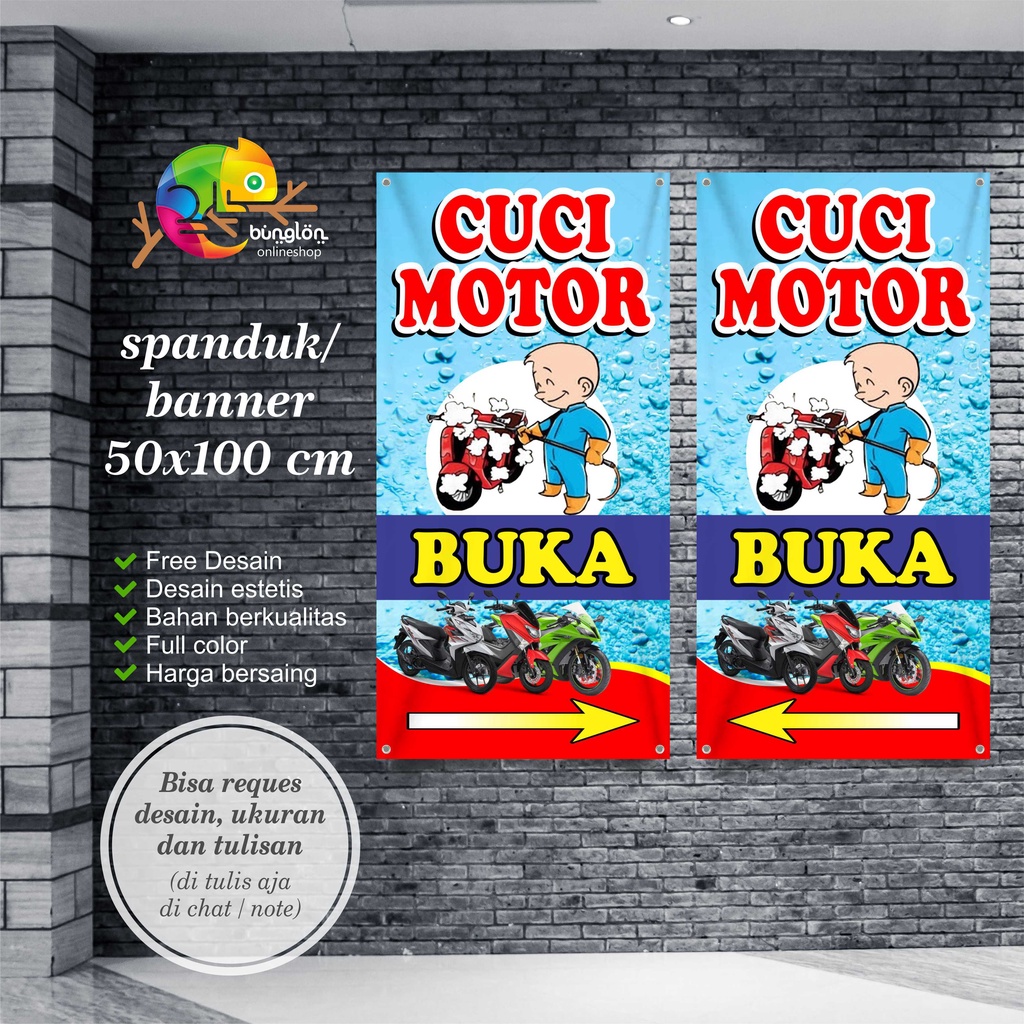 Jual Spanduk Banner Plang Cuci Motor (Depan Belakang) | Shopee Indonesia