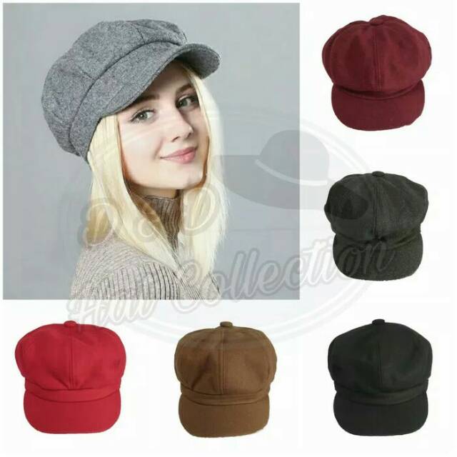Jual Topi Newsboy Cap Topi Pet Men Women Beret Octagonal Hat Apollo ...