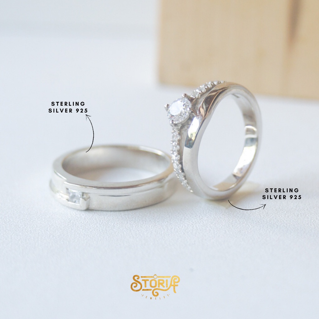 Jual Cincin Kawin Couple Perak Sterling Silver 925 SS-52 Nikah Tunangan ...