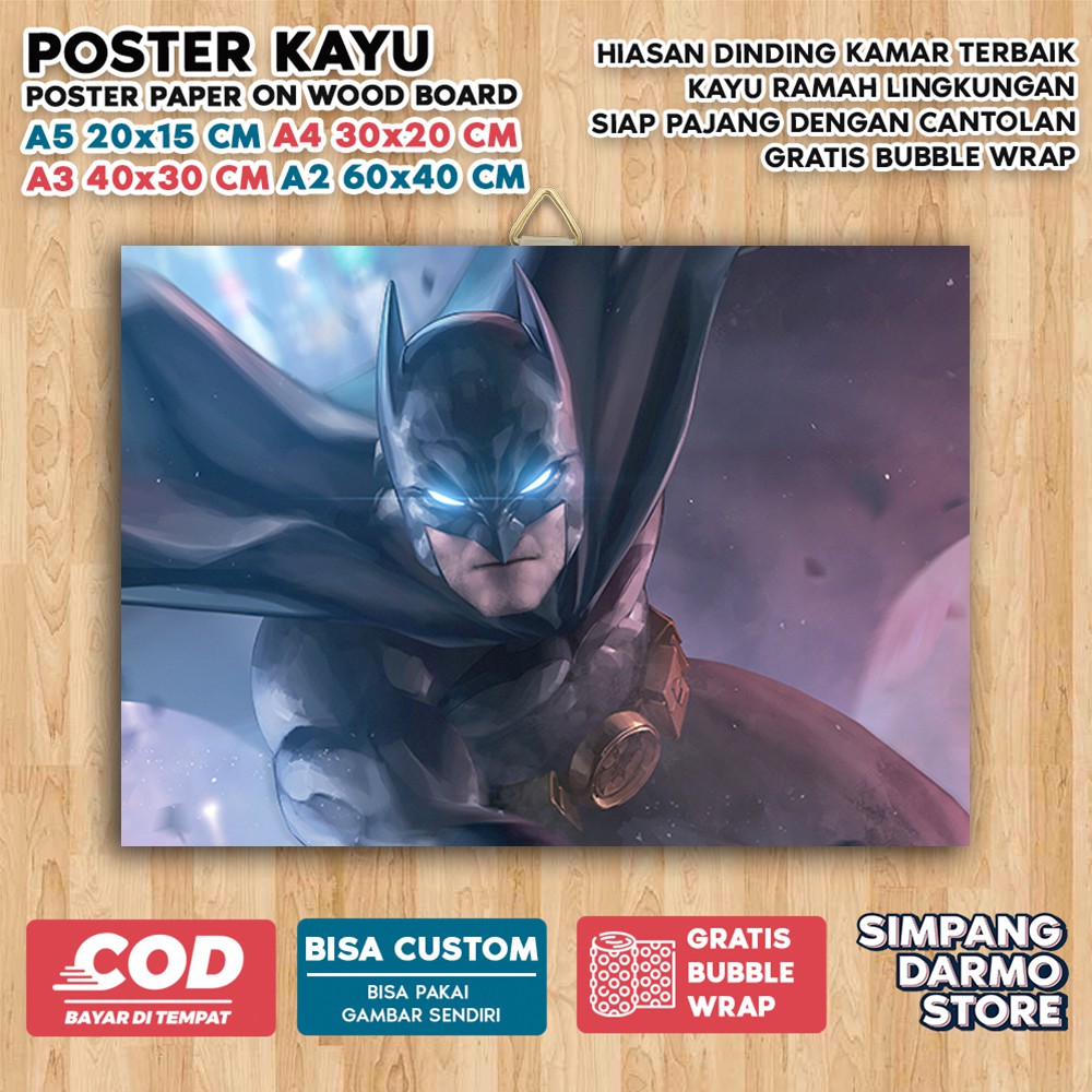 Jual Poster Kayu Dark Aesthetic Batman Tema Superhero DC Pahlawan Super ...