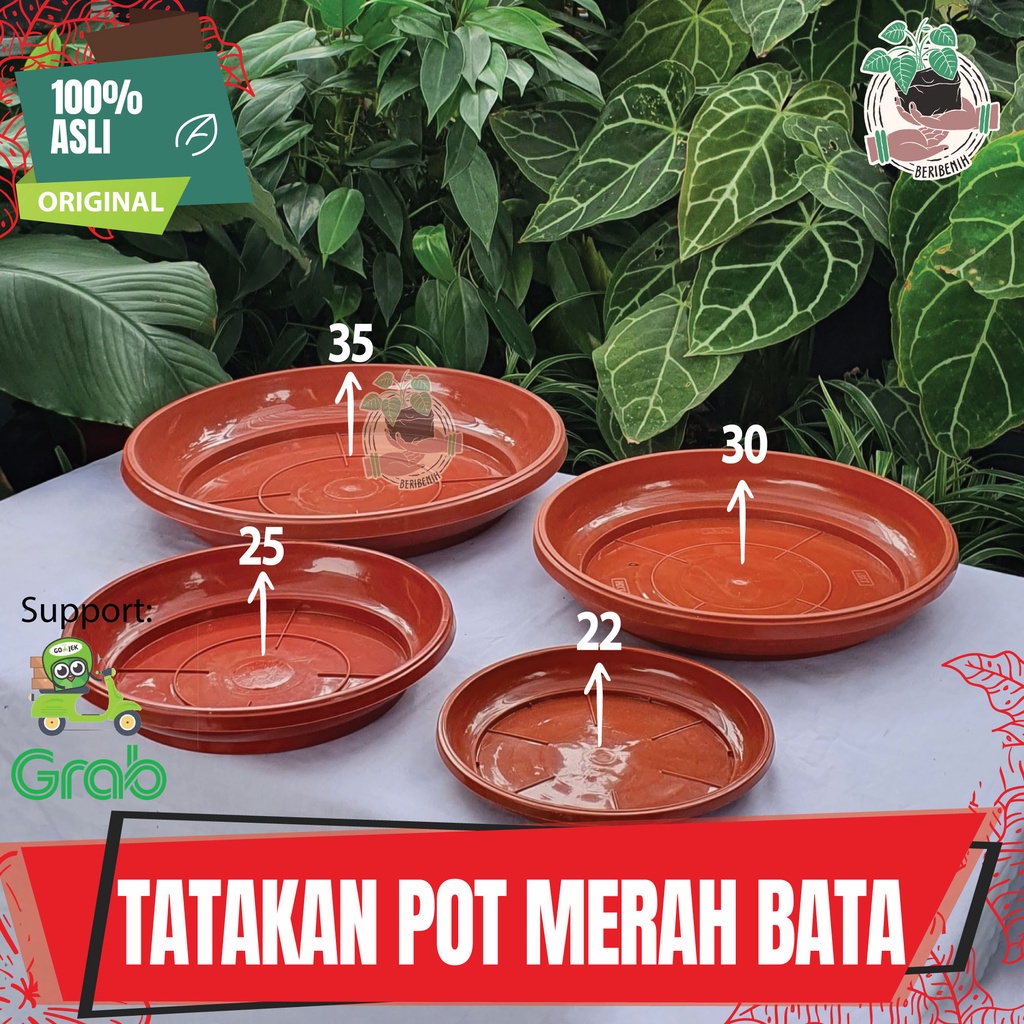 Jual Tatakan Alas Pot Tanaman Hias Warna Coklat Merah Bata Polos Tutup ...