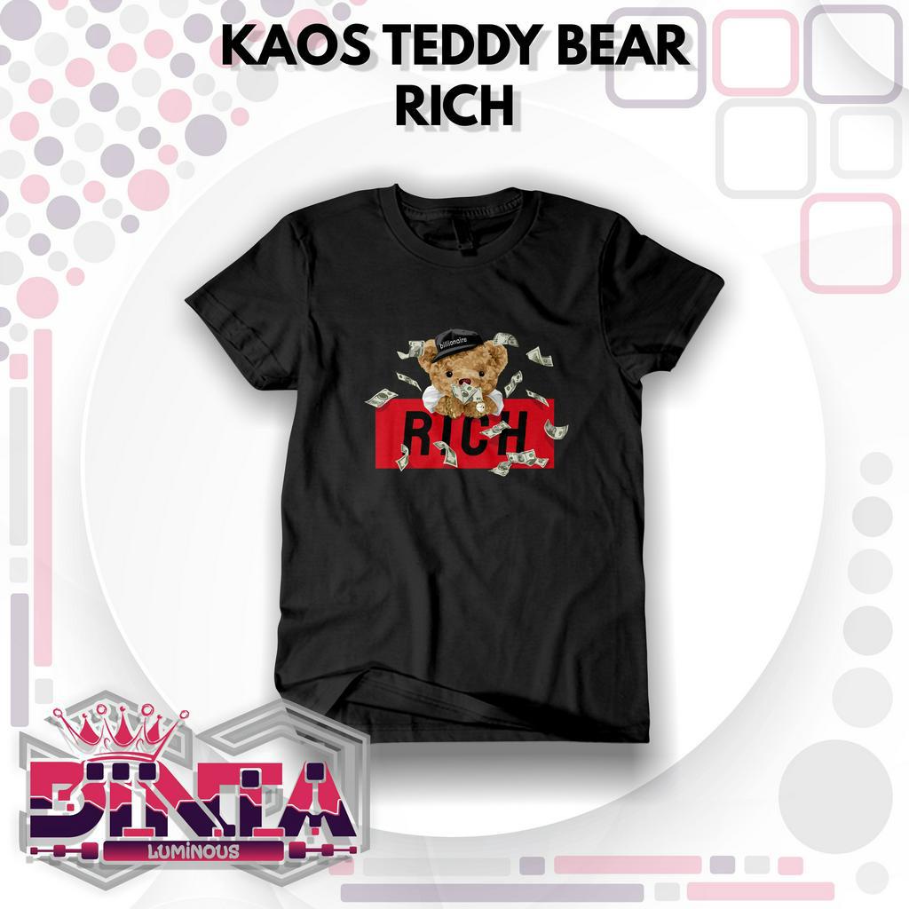 Jual Baju Kaos Teddy Bear Rich Kaos Pria Wanita Viral Terbaru - Dinta Luminous Official | Shopee ...