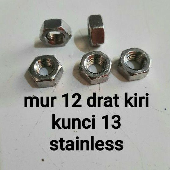 Jual mur 12 atau m8x1.25 drat kiri stainless k13 | Shopee Indonesia