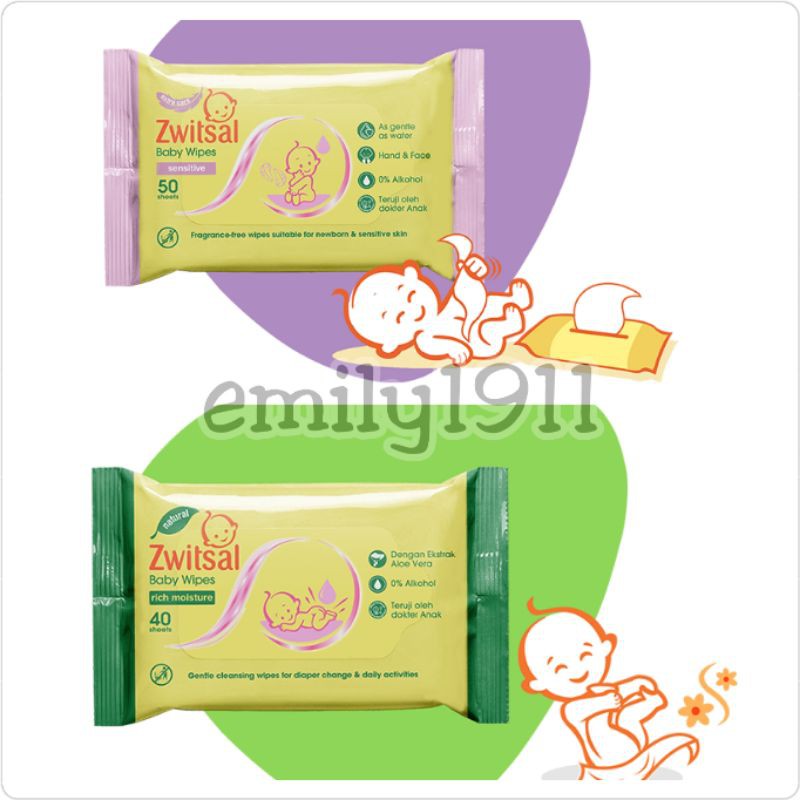 Jual Zwitsal tissue basah / baby wipes sensitive / rich moisture ...