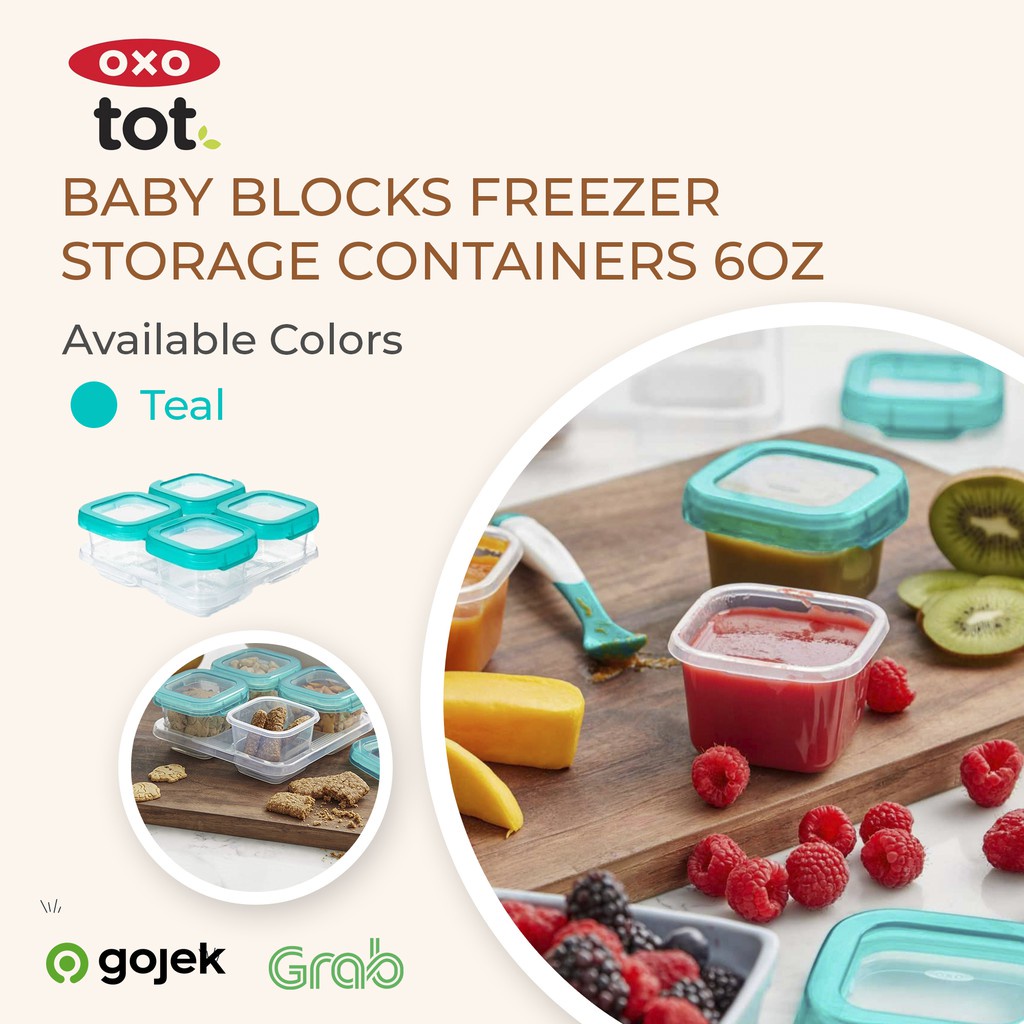 Jual OXO Tot Baby Blocks Freezer Storage Containers 6oz - Teal | Shopee ...