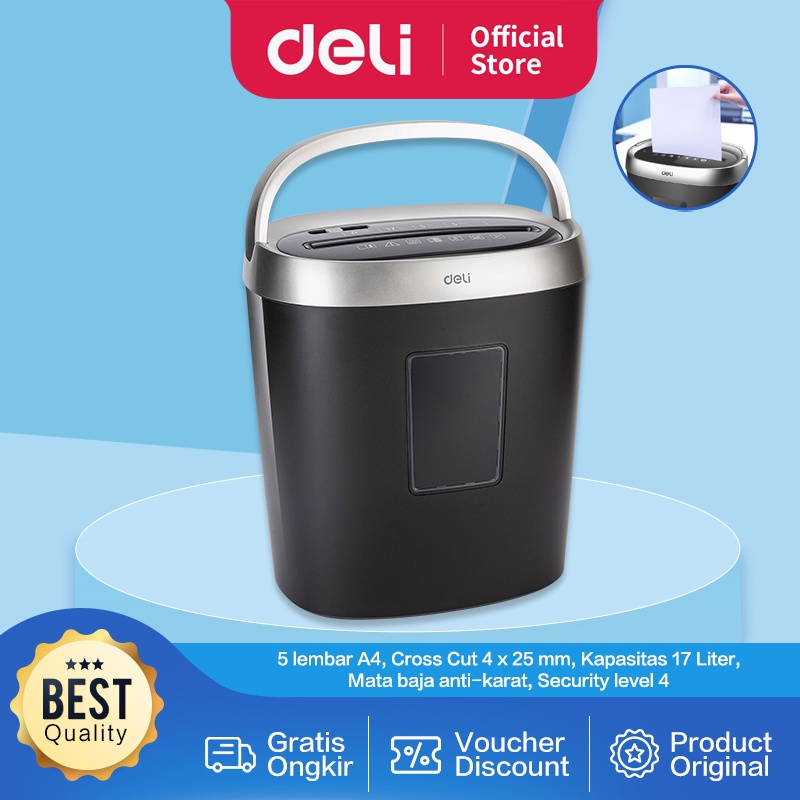 Jual Deli Penghancur Kertas kapasitas 5 lembar ukuran penghancur 4 * 25mm Hitam E9929 | Shopee ...