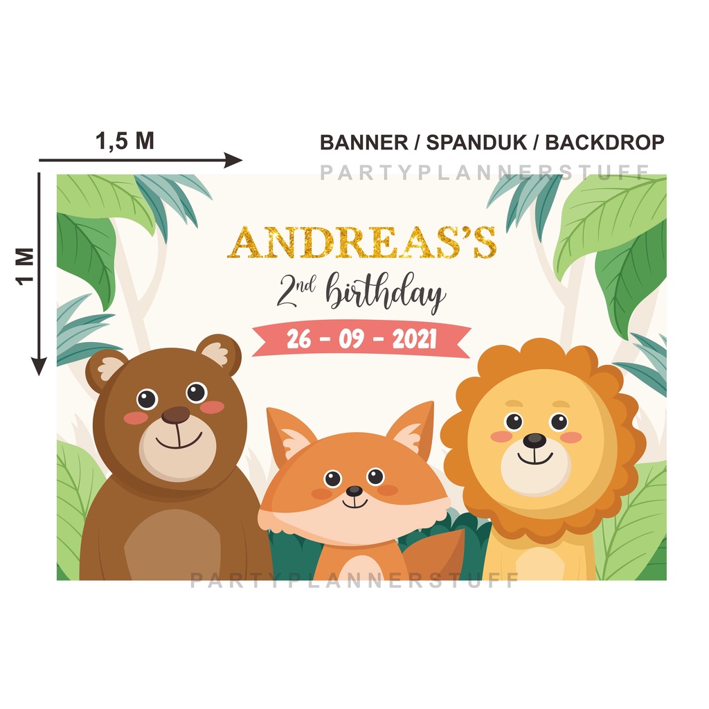 Jual Banner backdrop spanduk happy birthday ulang tahun anak tema wild ...