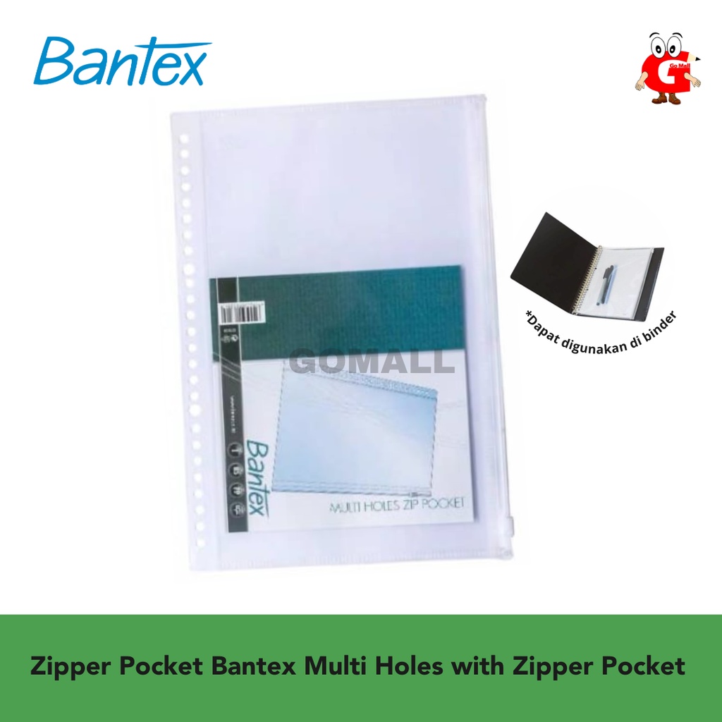 Jual Zipper Pocket / Bantex Multi Holes with Zipper Pocket A5 / B5 ...