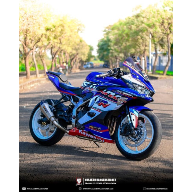 Jual Stiker Decal Motor Kawasaki Ninja ZX 25R fi Full Body Biru Putih ...
