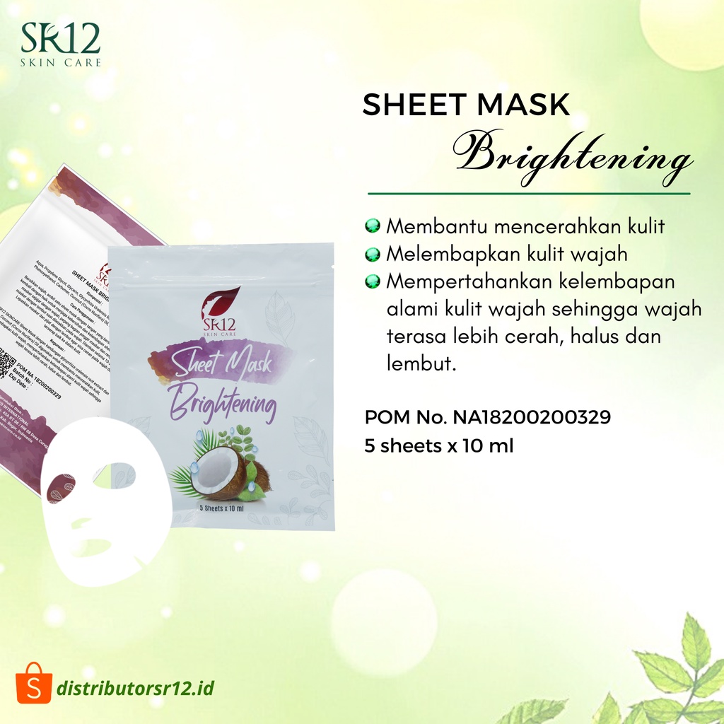 Jual SHEET MASK BRIGHTENING SR12 MASKER PENCERAH WAJAH BPOM ISI 5 SHEET | Shopee Indonesia