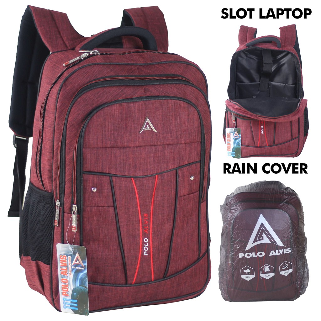 Jual Tas Ransel Pria SMP SMA Kuliah Kerja Model POLO Warna Merah Berkualitas Backpack Cowok ...