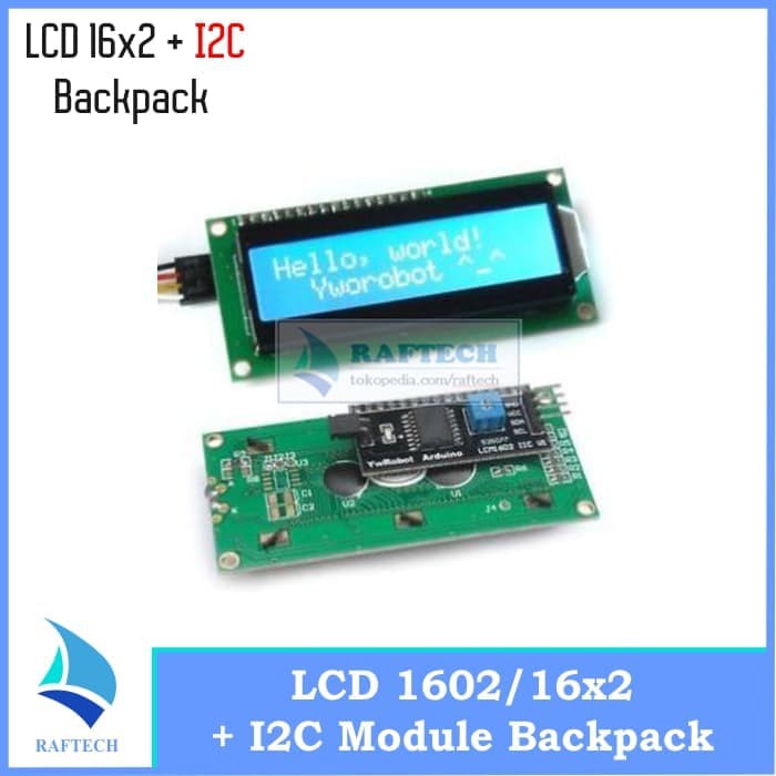 Jual LCD 1602 / 16x2 + I2C module backpack - blue screen | Shopee Indonesia