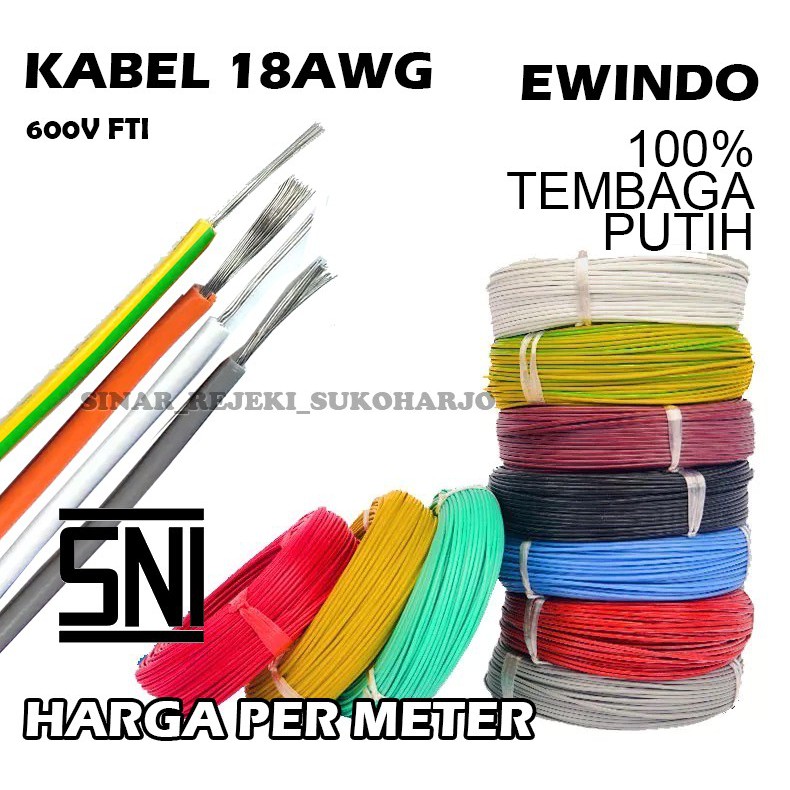Jual Kabel AWG 18 awg18 Kabel Jumper 0,75 mm Serabut Tembaga Putih Silver Eceran per Meter ...