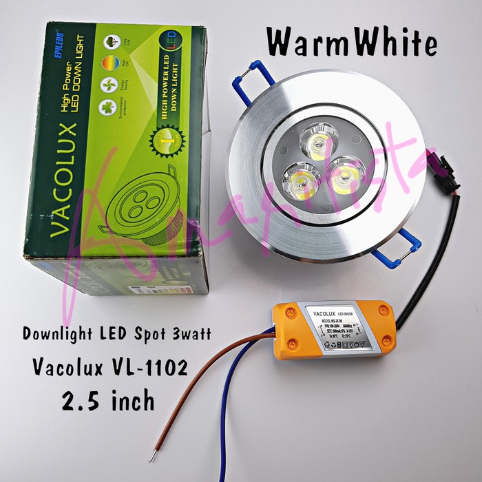 Jual Lampu Downlight LED Spot 3watt WarmWhite Vacolux VL-1102 Satin 2 ...