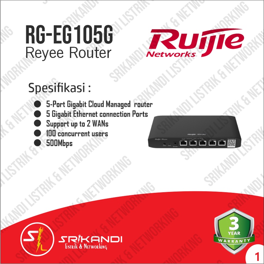 Jual 5 Port Gigabit Cloud Managed Router Ruijie Reyee RG-EG105G ...