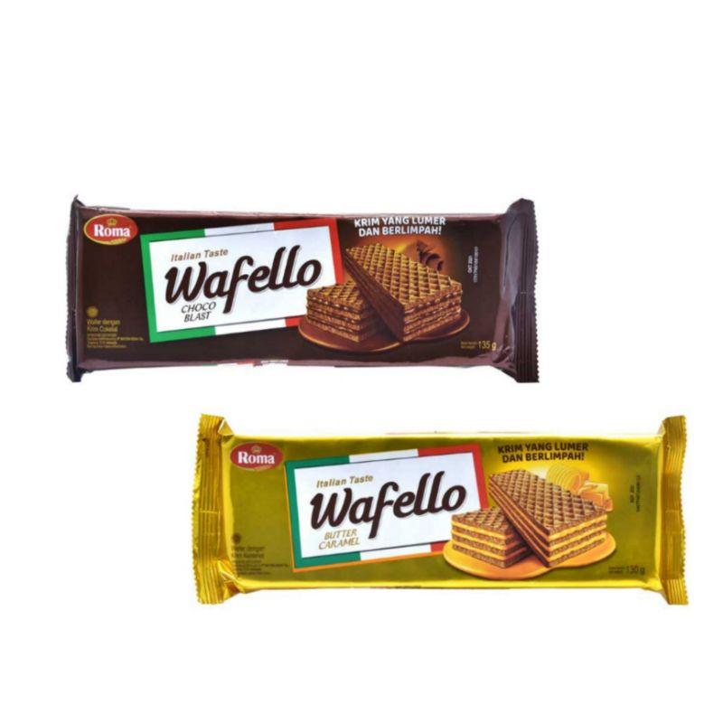 Jual Roma Wafello Wafer Butter Caramel & Choco Blast 130 g | Shopee ...