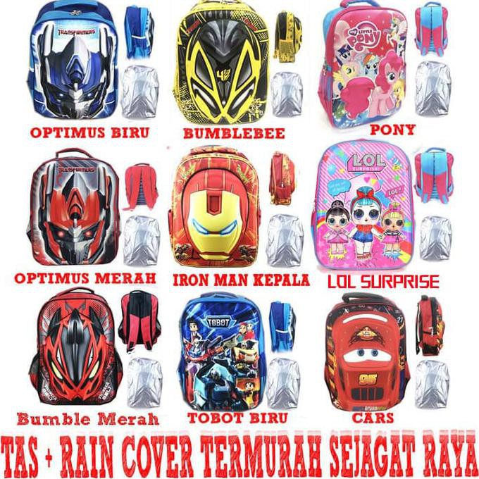 Jual Tas Ransel Sekolah Anak SD Transformer Bumbleebee Hard Cover 3D ...
