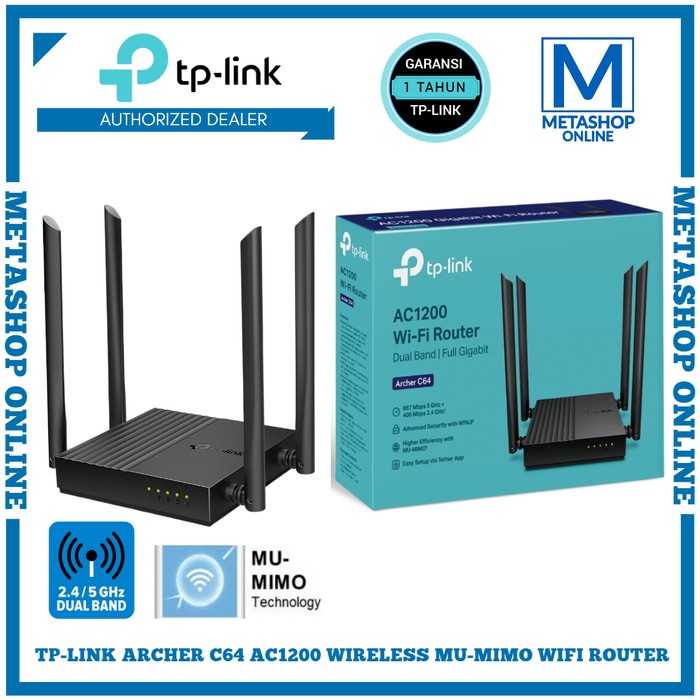 Jual TP-LINK Archer C64 AC1200 Wireless MU-MIMO WiFi Router DualBand ...