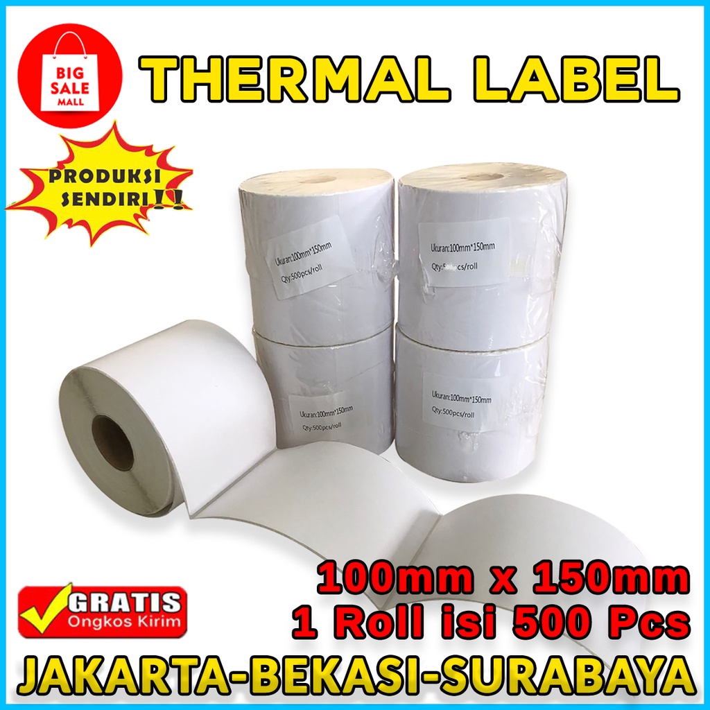 Jual Kertas Thermail Stiker Thermal 100x150 isi 500 & 250 lembar | Shopee Indonesia