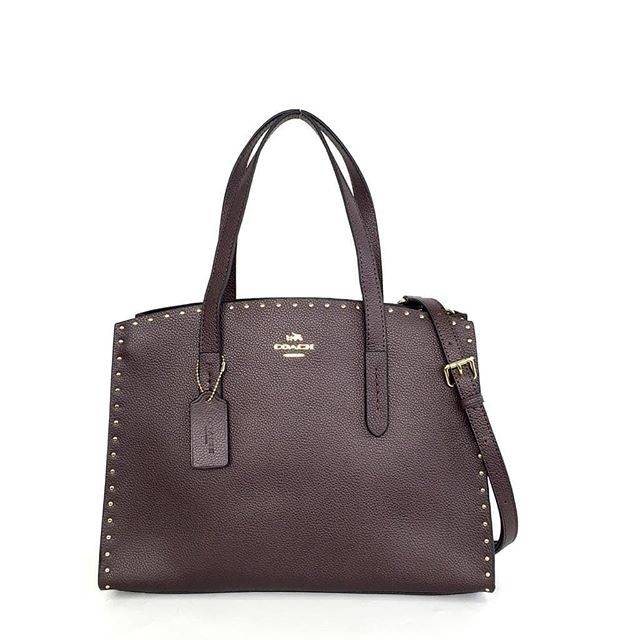 Jual COACH Charlie Carryall Oxblood Rivets | Shopee Indonesia