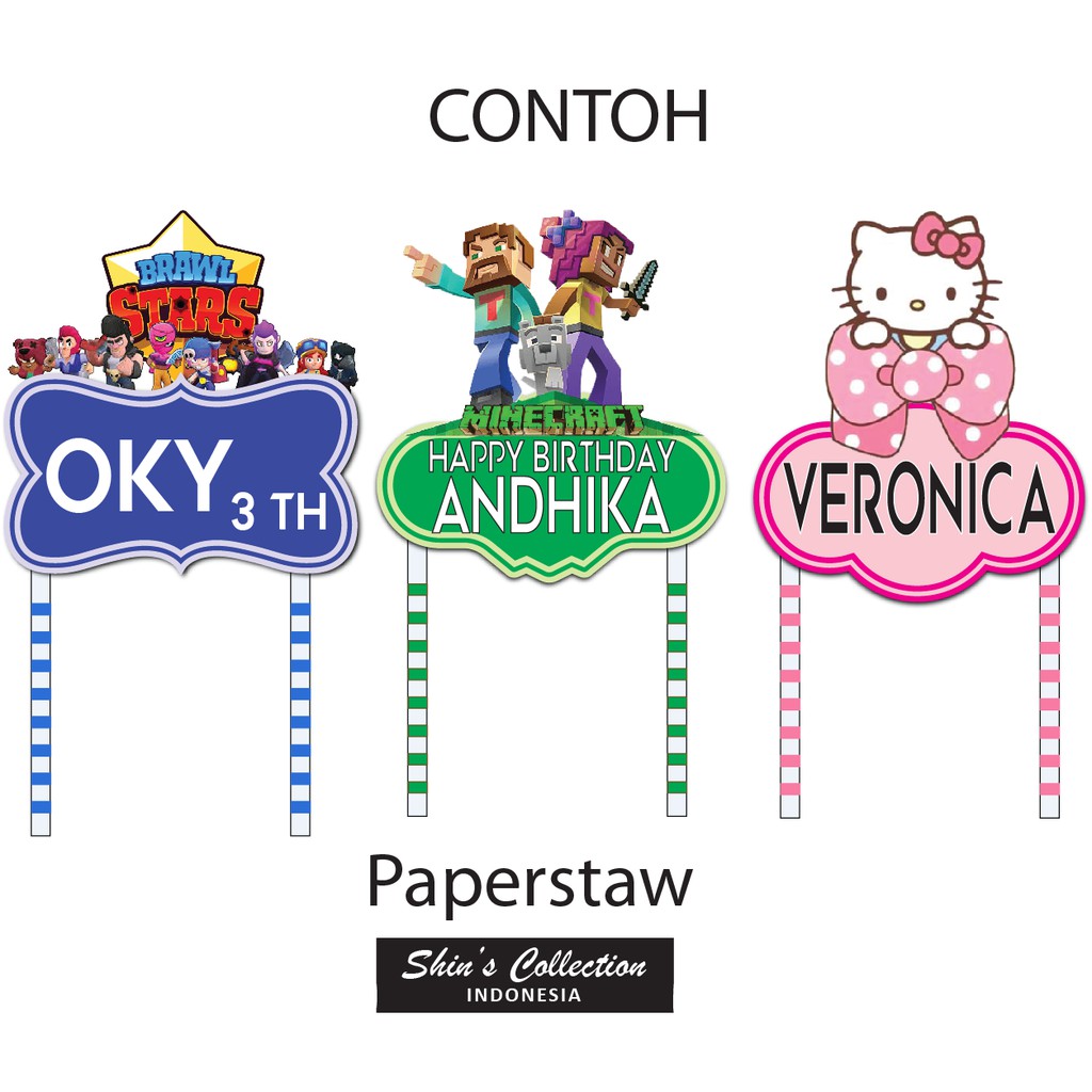 Jual Cake topper nama custom tema karakter 1 pc | Shopee Indonesia