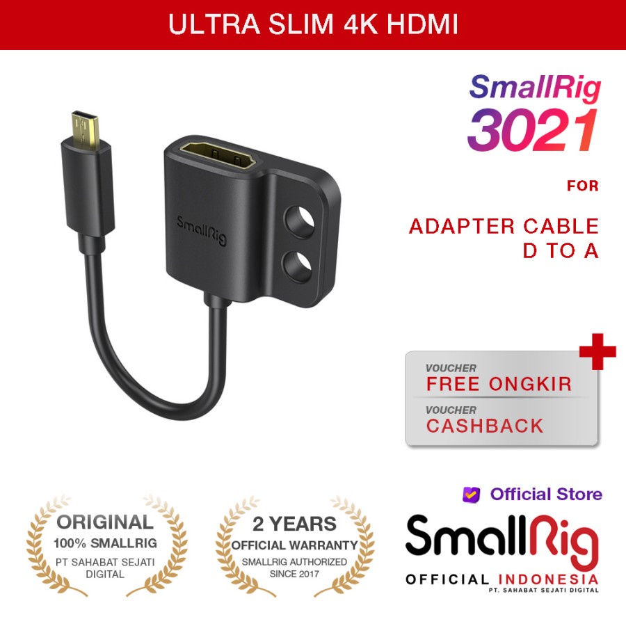 Jual Smallrig Ultra Slim 4K Hdmi Adapter Cable (D To A) 3021 | Shopee ...