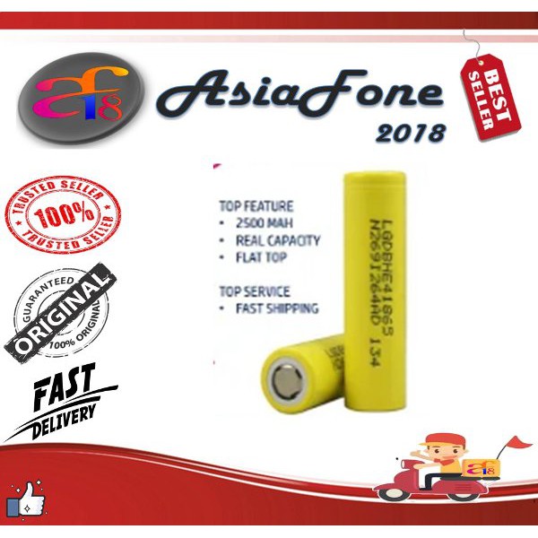 Jual LG HE4 18650 Li-ion Battery 2500mAh 3.6V with Flat Top - Baterai ...
