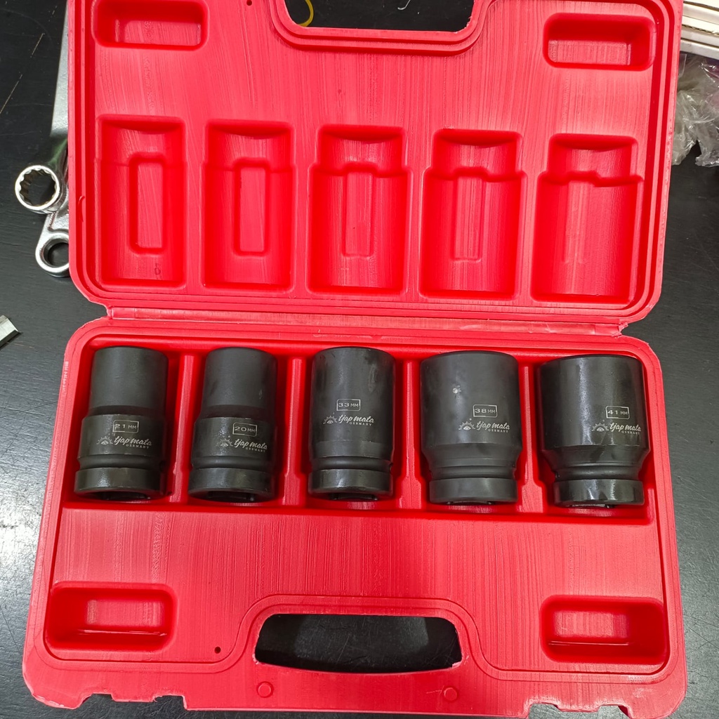 Jual TJAP CAP MATA IMPACT SOCKET SET 1 IN 5 pcs KUNCI RODA TRUK MERAH ...