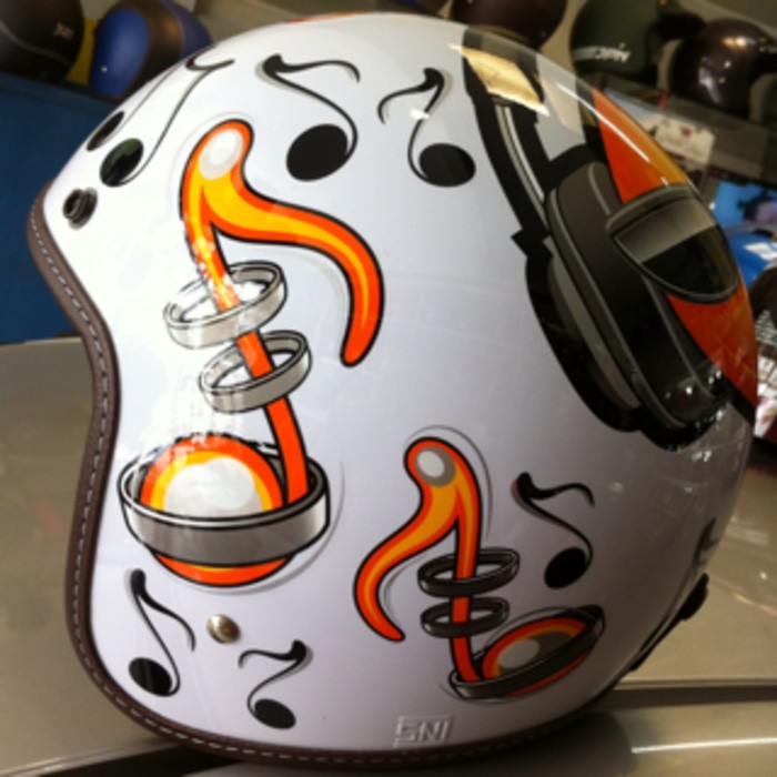 Jual helm bogo music emoticon orange white + kc bogo original | Shopee ...