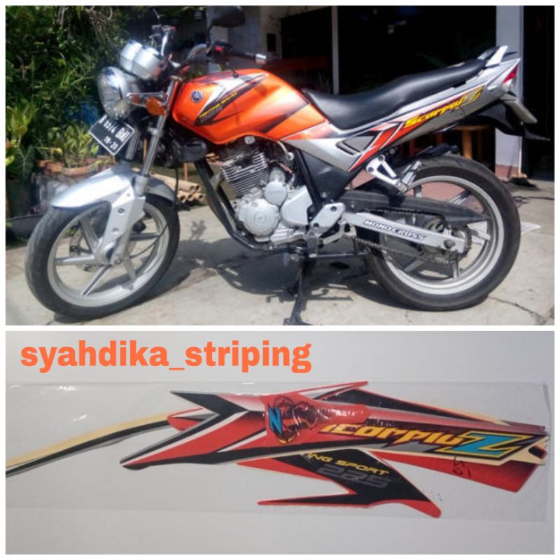 Jual STIKER STRIPING LIS BODY YAMAHA SCORPIO Z 225 2005 2006 ORANGE ...