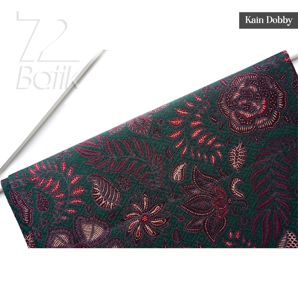 Jual KAIN BATIK PREMIUM Dobby Motif Kembang Warna Hijau Ijo Tua Dolbi ...