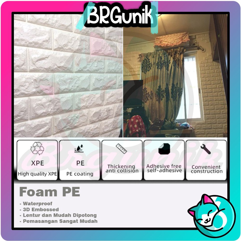 Jual BRGUNIK Wallpaper Dinding Foam 3D Kecil Motif Batu Bata / walpaper ...
