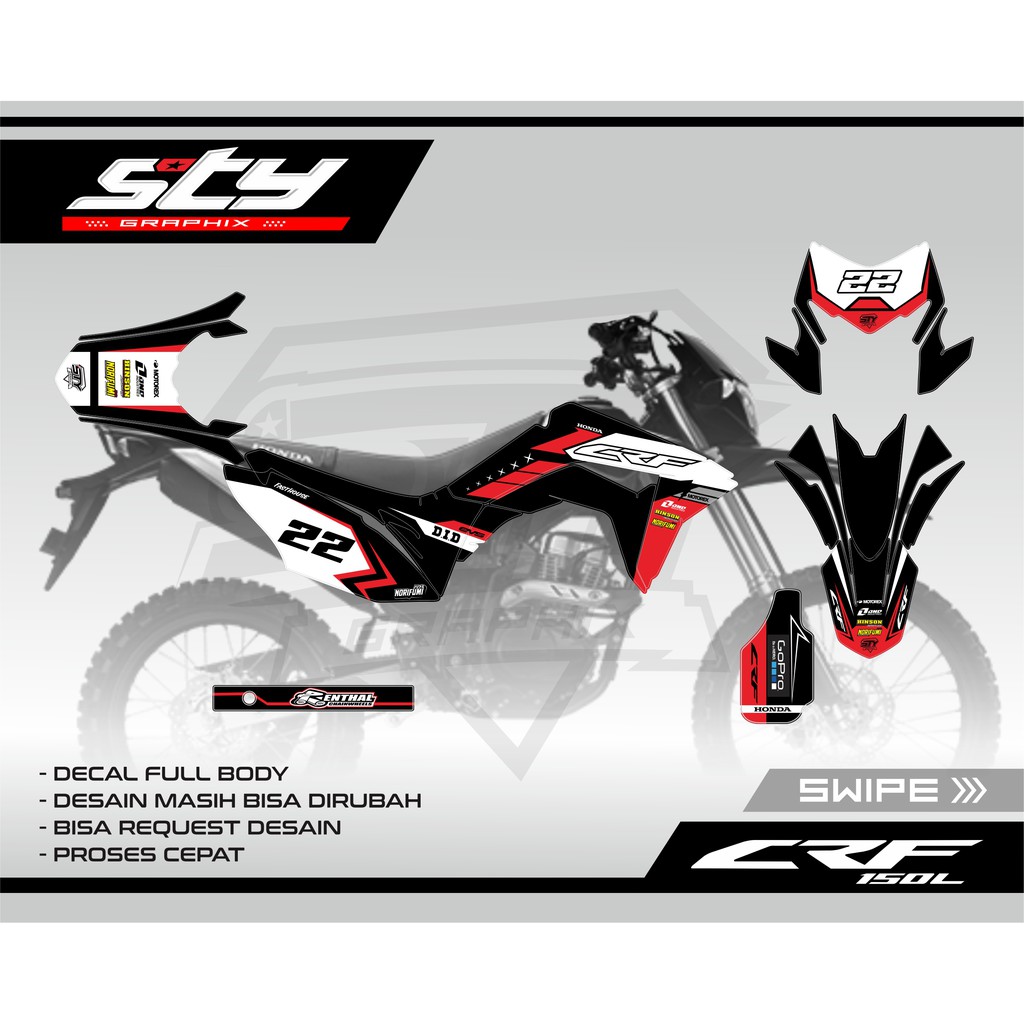Jual DECAL CRF 150 L MERAH HITAM PUTIH KEREN FULL BODY | Shopee Indonesia