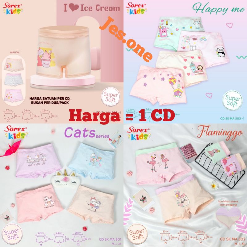 Jual Sorex CD Anak Perempuan Kids Girl Boxer 501 502 503 504 celana dalam boxer perempuan ...