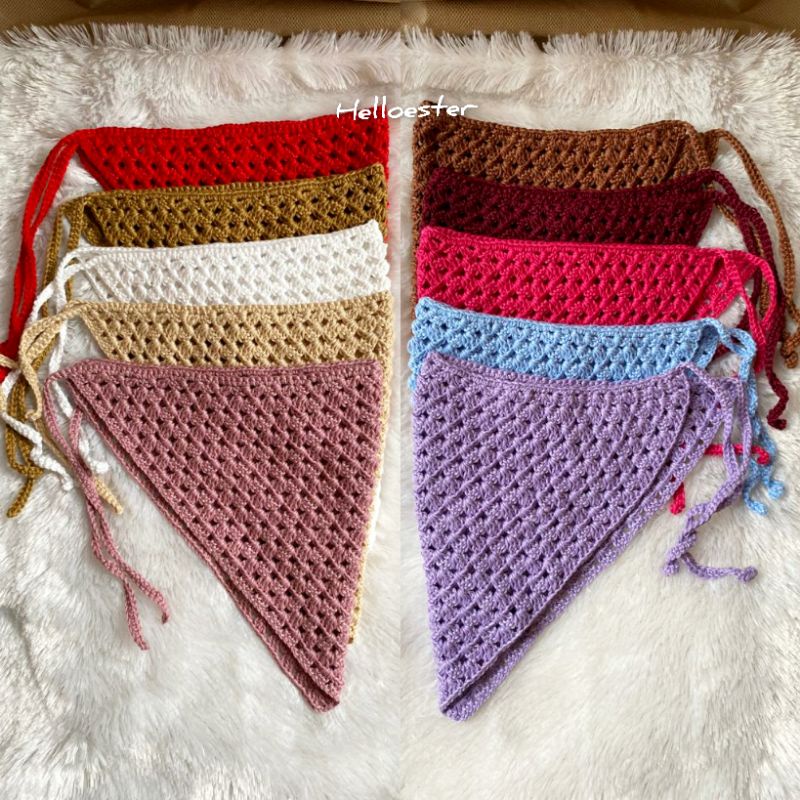 Jual Bandana rajut / Bando rajut segitiga / Bandana rajut segitiga ...