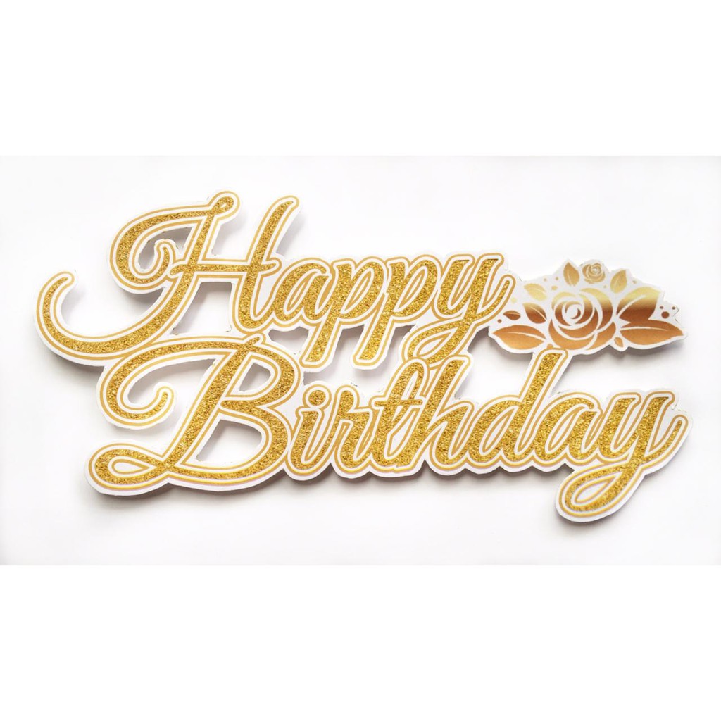 Jual Tulisan HBD BESAR Gold dan Hitam utk hiasan cake ultah | Shopee Indonesia