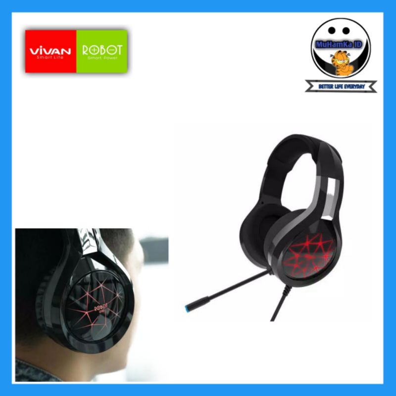 Jual Earphone Gaming (Robot) RH-G10 / HeadPhone Gaming / Headset Gaming ...