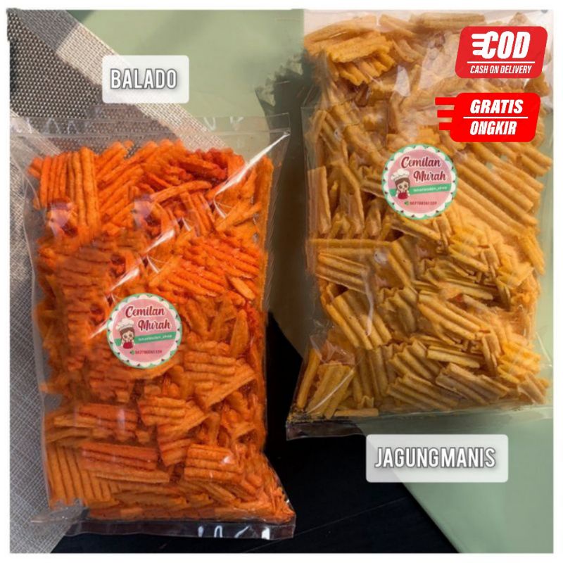 Jual keripik kentang zigzag balado , jagung manis 200 gr | Shopee Indonesia